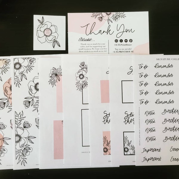 Complete Signature Bundle Stickers L Floral Sticker Set L Decorative ...