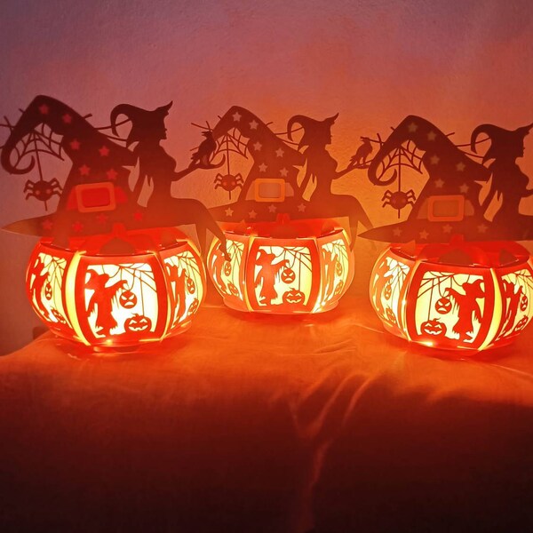 Witch Pumpkin Lantern PDF, SVG Templates for Cricut Project - Paper ...