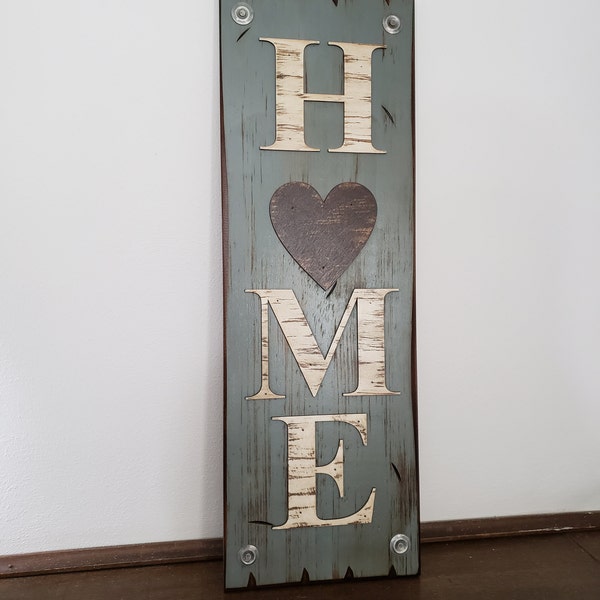 HOME With Heart Sign Vertical, Outdoor Exterior, Farmhouse Decor ...