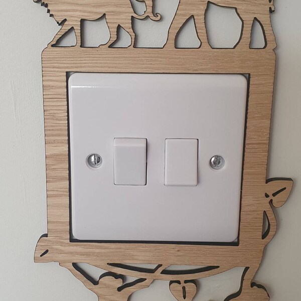 Wooden Safari Animals Light Switch Surround for Kids Room, Jungle Wild ...