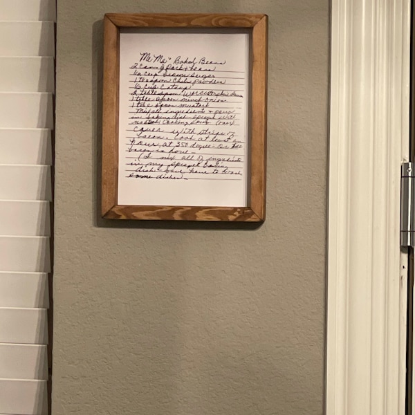 Handwritten Recipe Custom Wood Framed Printed Family Kitchen Sign - Etsy