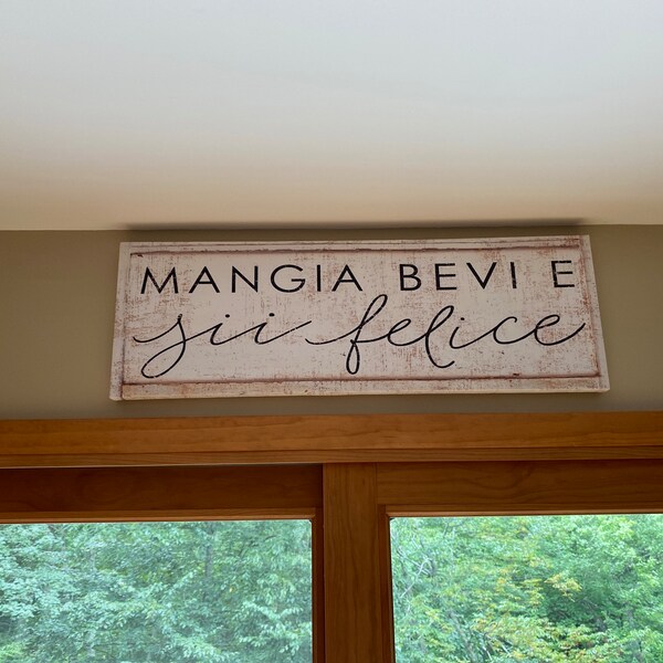 Mangia Sign Eat Drink and Be Merry Rustic Farmhouse Wall Decor Canvas ...