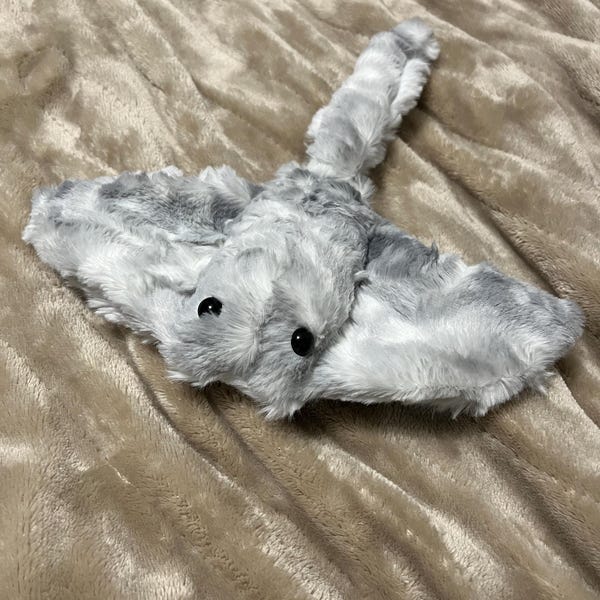 Icy Snow Grey Stingray Plush Toy, Gray Spotted Manta Ray Cute Stuffed ...