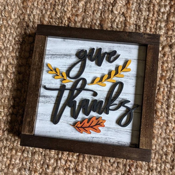 Give Thanks Sign, Fall Sign, Pumpkins, Tiered Tray Sign, Fall Decor ...