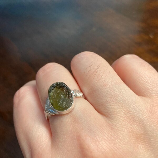 Moldavite Stone Rings, Authentic Moldavite Rings, 925 Sterling Silver ...