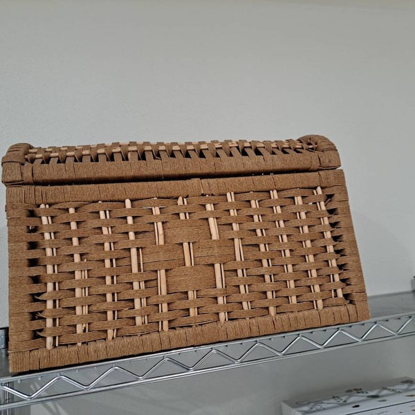 Large Square Wicker Basket, Lidded Wicker Basket, Wicker Trunk, Wicker ...