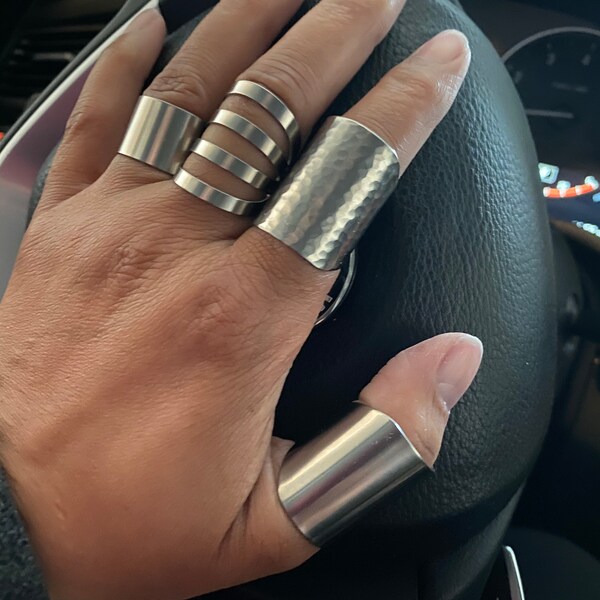 Wide Band Ring • Waterproof Jewelry • Silver Tube Ring • Adjustable ...