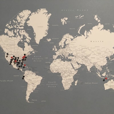World Push Pin Map print Only , Travel Map, Map Poster, Travel Board ...