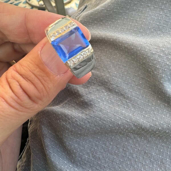 Lindy Star Sapphire Gemstone Ring for Men's Cocktail Ring, 925 Sterling ...