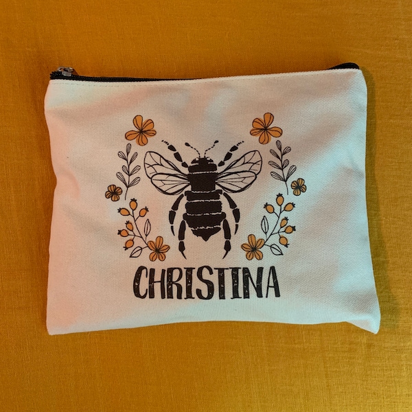 Personalized Makeup Bag, Bee Makeup Bag, Honey Bee Makeup Bag, Bridal ...