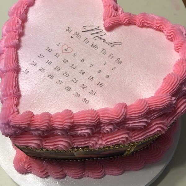 JUNE 2024 Calendar for Cake Topper Heart or Circle or Square Cake Burn ...