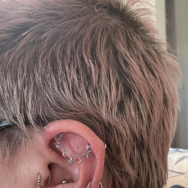 Dangle Multi-color Gemstone Chain Wrap Earring Solid 14K Gold Rainbow ...