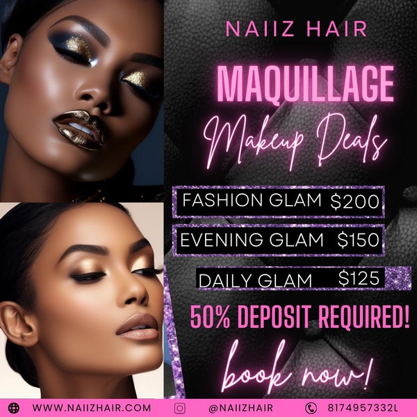 Editable Glam Go Makeup Special Deals Template, Custom Makeup Pricing ...