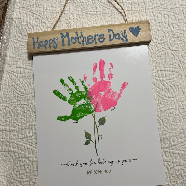 Mother's Day Handprint Art Craft Grandma's Day Birthday Card Thank You ...