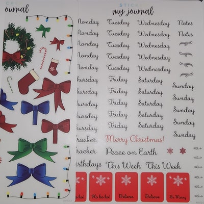 December Monthly Bullet Journal Sticker Kit Christmas Themed Stickers ...