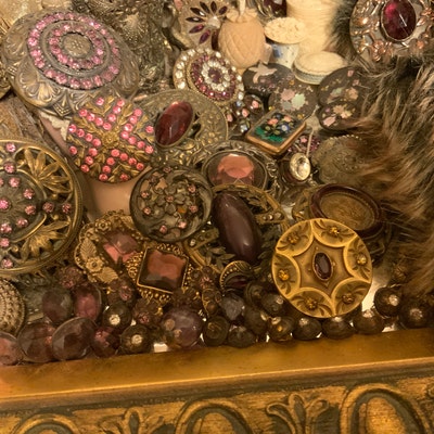 Antique Victorian Black Glass Buttons With Gold Luster 5 Matching Sets ...