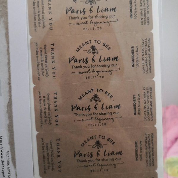 Meant to Bee Kraft Brown Rustic Stickers for Honey Favors, Personalised ...