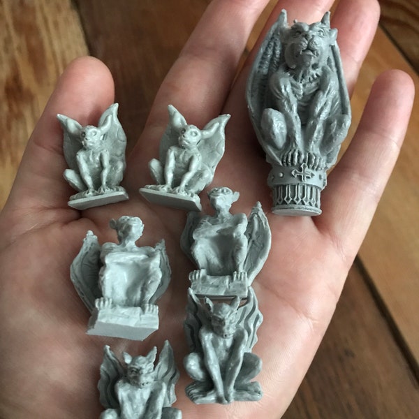 NEW! Set of 2 Miniature Plastic Gothic Gargoyle Statues - Dollhouse ...