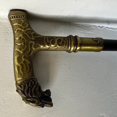 Witcher Walking Stick Wooden Cane Wolf Head Handle - Etsy