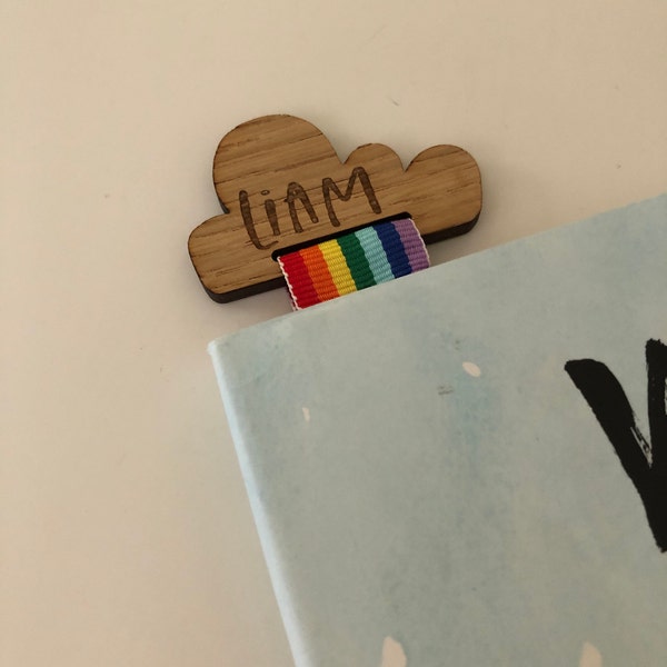 Personalised Rainbow Cloud Bookmark - Book Lover Gift - Etsy