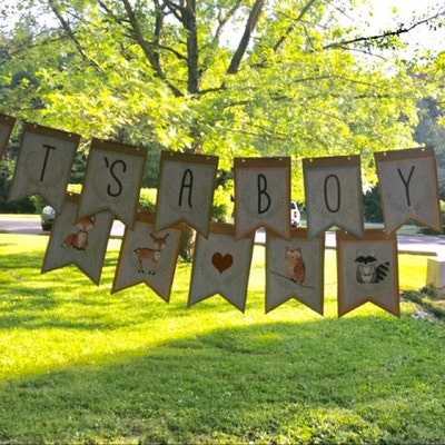 Woodland Animal Banner, Digital Alphabet Garland Woodland Baby Shower ...