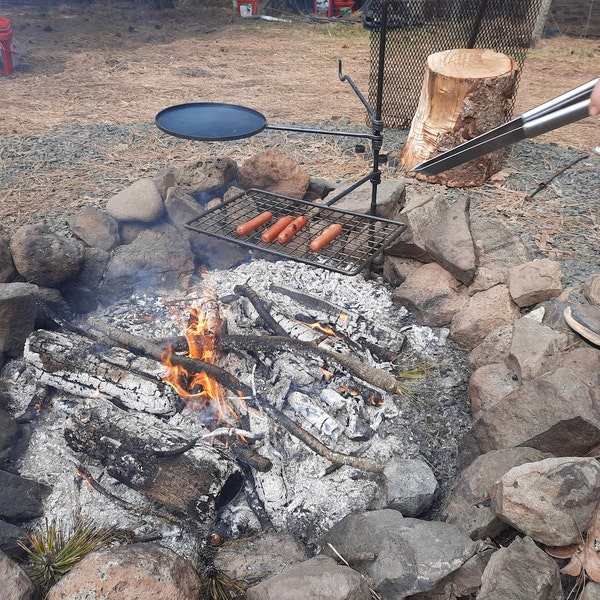 Large 3 Arm Fire Anchor - Portable Bushcraft Cooking Set - Camping ...