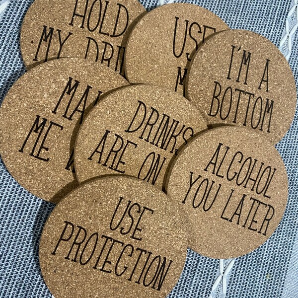 Funny Cork Coasters Set of Ten - Etsy
