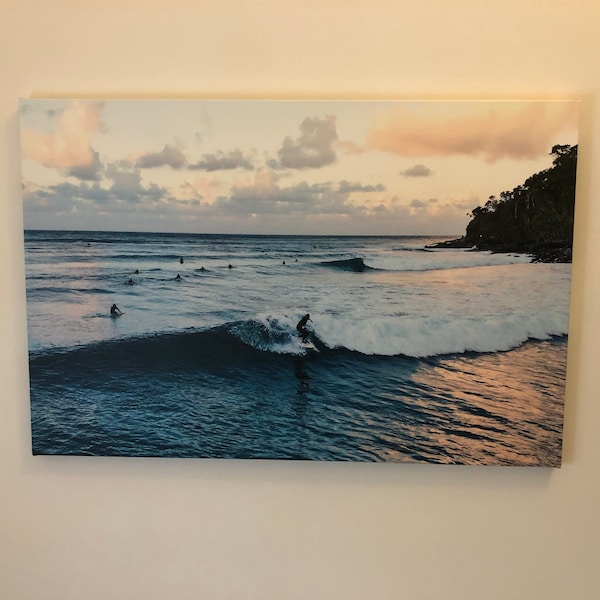 Colorful Ocean Wave Photography Wall Art, Sunset Surf Digital Download ...