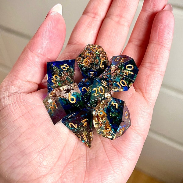 Sacred Flame - Blue Smoke With Gold Foil Handmade Resin Sharp Edge Dnd ...
