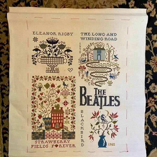 PLUM STREET SAMPLERS pink House Sampler Counted Cross Stitch Pattern ...