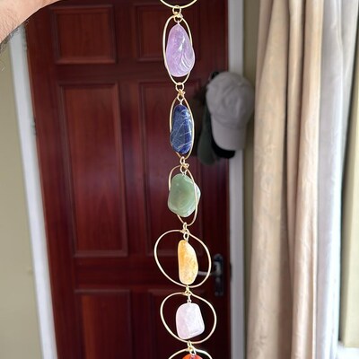 7 Chakra Crystal Gemstone Indoor Wall Hanger Hanging Boho Home Decor ...