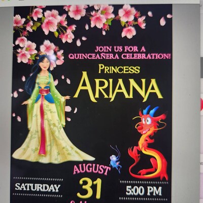 Mulan Invitation Mulan Birthday Invitation Mulan Party Mulan Invite ...