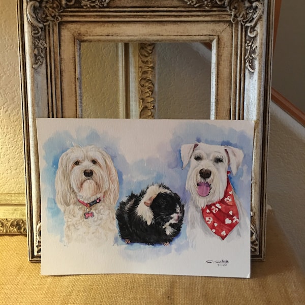 Multiple Pet Portraits, Custom Dog Portraits, Custom Pet Portraits ...