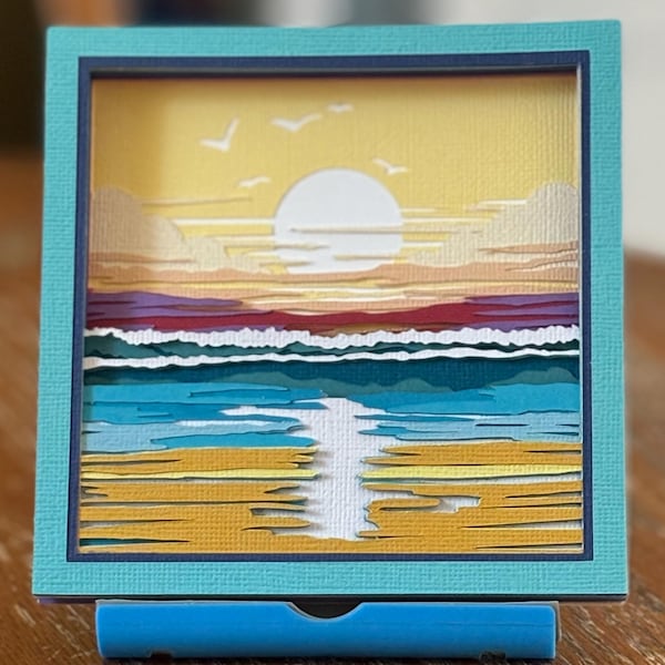 Beach Sunset Shadow Box Svg, Ocean Shadow Box Svg, Summer Shadow Box ...