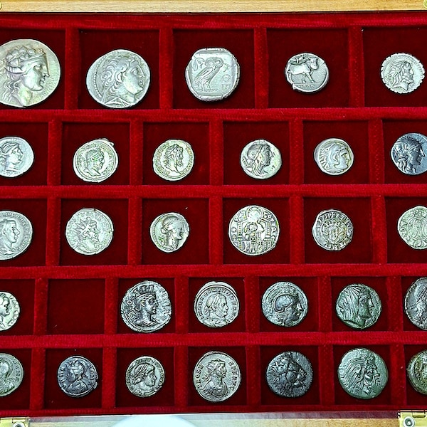 Art. CAP08 Wooden Coin Cabinet for Ancient Coins, Gold, Silver. Coin ...
