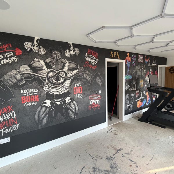 Gym Graffiti Wallpaper: Fitness Center Wall Mural - Etsy