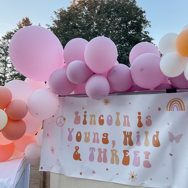 Groovy Birthday Banner, Two Groovy Birthday, Hippie Banner, Boho Groovy ...