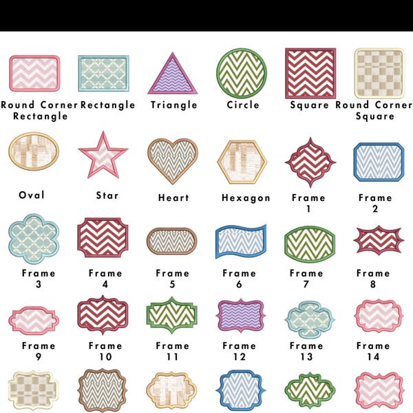 Shapes Applique Machine Embroidery Designs, Frames Applique Design ...