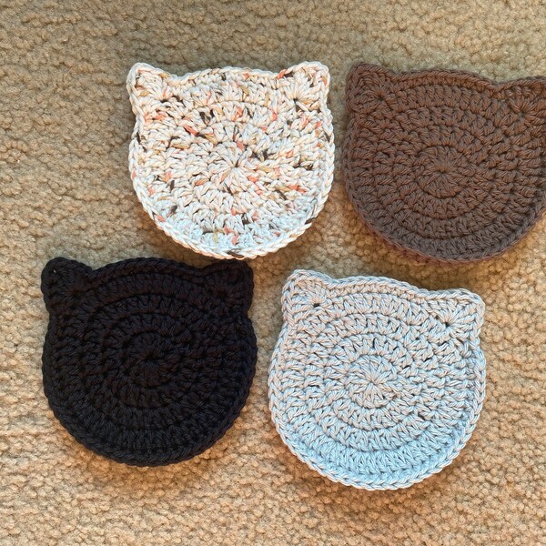 Crochet Pattern, Cat & Paw Coaster 2FOR1 Animal Paw Print Kitty - Etsy