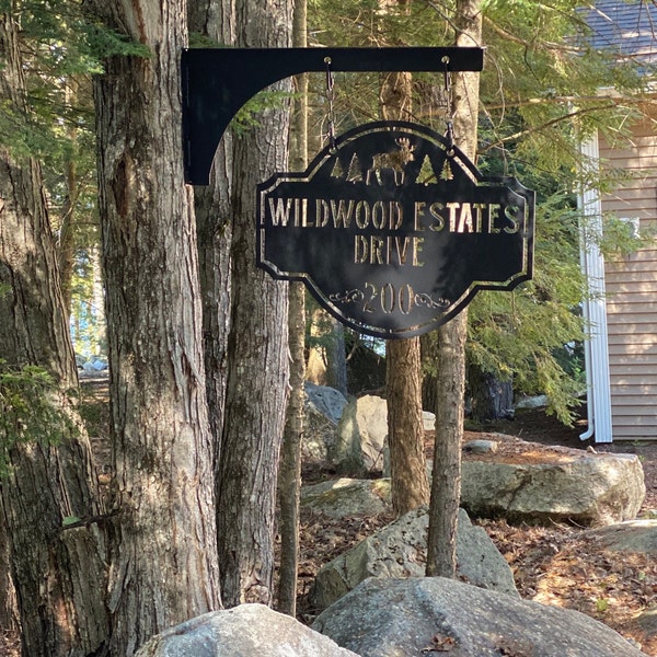 Personalized Hanging Address Sign - Street Name - Family Last Name ...