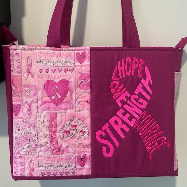 Breast Cancer Awareness Ribbon, Hope Strength Love Machine Embroidery ...