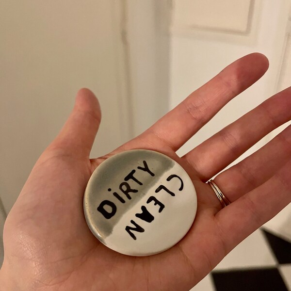 Handmade Ceramic Dishwasher Magnet – Clean Dirty Magnet for Kitchen ...