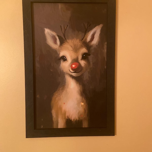 Rudolph [framed Print] Cute Reindeer Decor | Whimsical Christmas ...