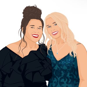 Best Friend Portrait From Photo, Hand Drawn Portrait for Friends ...