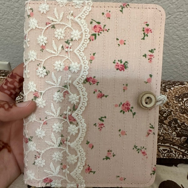 Pink Flower Lace Notebook Original Fabric Journal A5 A6 Handmade Floral ...