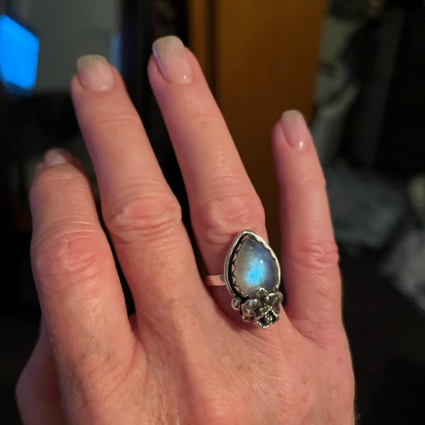 Butterfly Ring Sterling Silver Moonstone Ring Gothic Ring Nature ...