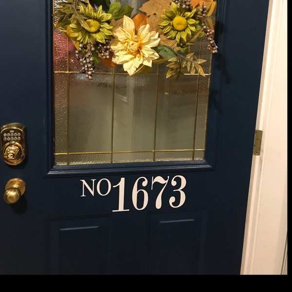 Front Door Number Decal Vinyl Number Door Decal Custom House Number ...
