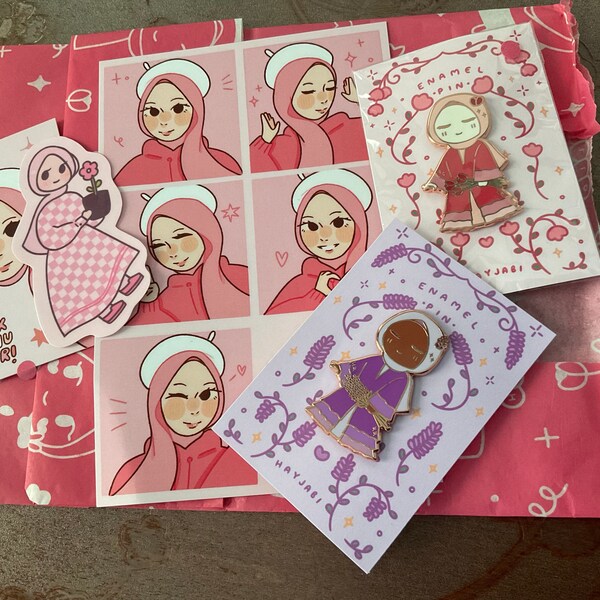 Purple Flowers Hijabi - Cute Hijabi Stickers - Islamic Stickers - Cute ...