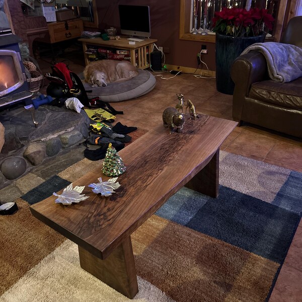 Walnut Monitor Stand, Walnut Tv Console, Wood Monitor Stand, Live Edge ...