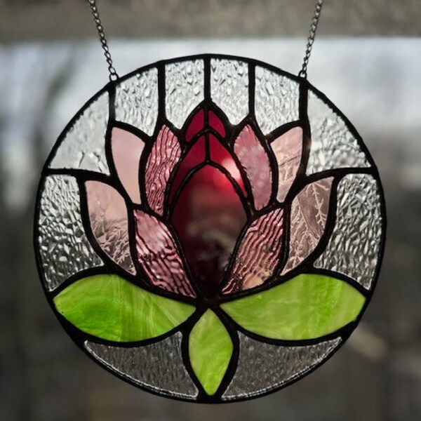 Lotus Stained Glass Pattern Flower Stained Glass Pattern Digital ...